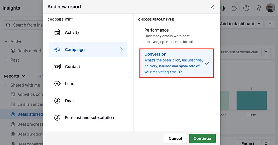 Campaigns Insights: conversion reports - Knowledge Base | Pipedrive